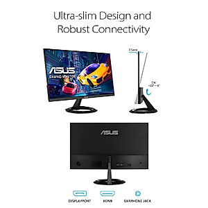 ASUS 23.8” 1080P Gaming Monitor (VZ249QG1R) - Full HD, IPS, 75Hz, 1ms, Extreme Low Motion Blur, Speakers, FreeSync, Eye Care, VESA Mountable, Ultra-Slim, DisplayPort, HDMI, Tilt (Renewed)