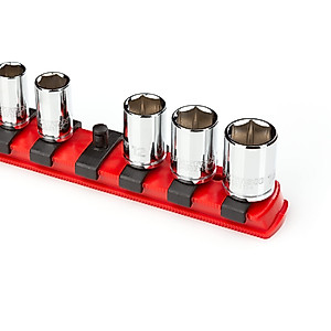 TEKTON 1/4 Inch Drive x 8 Inch Socket Rail, 13 Clips (Red) | OSR01113