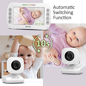 Axvue Video Baby Monitor, Comfortable Slim Design Handheld Enclosure, 4.3" Screen Monitor & 2 Camera, Range up to 1000ft, 12 Hour Battery Life, 2-Way Talk, Night Vision, Temperature Monitor, No WiFi.