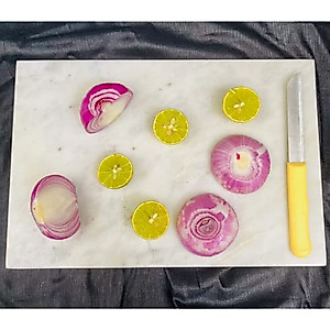 KC KULLICRAFT Home Basics Multi-Purpose Pastry Marble Tray Cutting Board Slab With Non-Slip Feet For Stability & Scratch Protection For Countertop. Easy To Clean,Trivet (8x12)