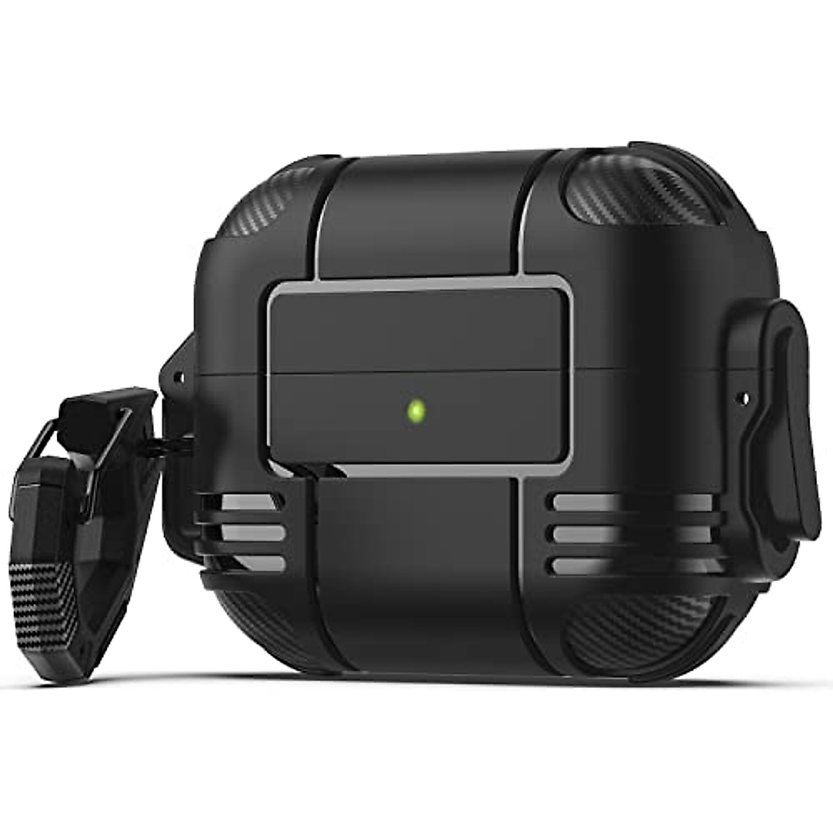 Gawnock Upgraded Secure Lock Airpods Pro Case Cover, One Piece Military Armor Cool Rugged AirPod Pro Cases with Keychain for Men Hard Shell Shockproof for Apple AirPod Pro 2019 (Black)