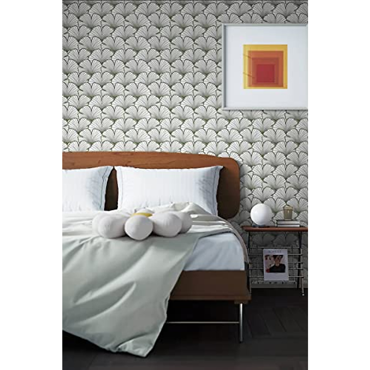 Heroad Brand Green Leaf Wallpaper Peel and Stick Green Ginkgo Leaves Wallpaper Geometry Contact Paper Self Adhesive Boho Thicken Contact Paper for Cabinets Removable Waterproof Vinyl 15.5"x196"