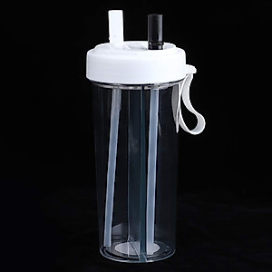 MAVIS LAVEN 600ml Plastic Water Bottle, Innovative Dual Use Water Bottle Straw Water Cup for Home Outdoor Camping Sport (white)