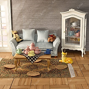 iLAND Varnished Dollhouse Flooring on 1:12 Scale, Dollhouse Floor Boards of Bamboo (Rectangular 48pcs)