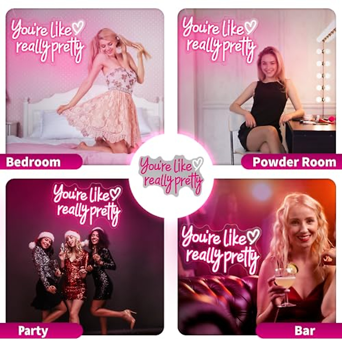 Brochao You're Like Really Pretty Neon Sign LED Neon Light for Wall White Neon Signs for Bachelorette Party Birthday Engagement Party Wedding Decoration with Switch (16" x 11")