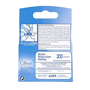 EP2 by Cirrus Healthcare Second Generation EarPlanes Earplugs Ear Protection from Flight Air and Noise Sound (1 Reusable Pair)