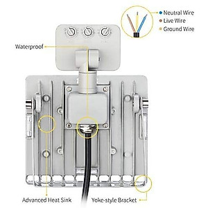 Houssem 30W LED Flood Light with PIR Security Lighting Outside Spotlight Led Search Lamp 110V Floodlights for Outdoor Garden Street Square Cool White[Energy Class A+]