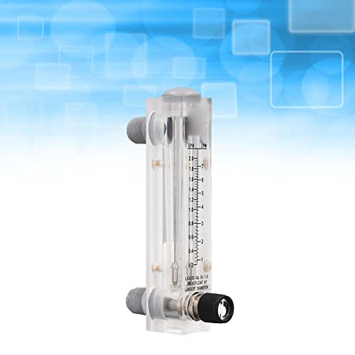 Liquid Flowmeter Tester, Standard Design Easy Installation Transparent Durable Panel Type Flow Meter 0.2‑2GPM Range for Control