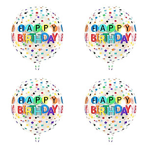 GLASNES 4 Pieces Large Happy Birthday 4D Balloons 22 Inches for Birthday Party Baby Shower Decor Supplies