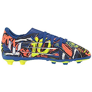 adidas Boy's Nemeziz Messi 19.4 Firm Ground Soccer Shoe, Royal Blue/Silver/Yellow, 2 Little Kid
