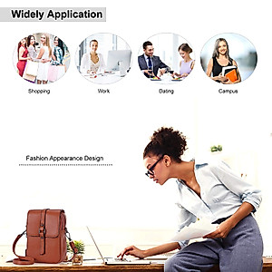 XEYOU Women's Small Cellphone Purse Wallet Lightweight Genuine Leather Crossbody Shoulder Pouch Bag (Light Brown)