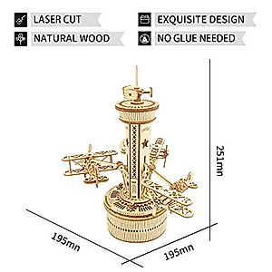 ROKR 3D Wooden Puzzle Mechanical Music Box,DIY Aircraft Model Kits to Build,Best Toy Gift for Kids/Teens/Adults on Birthday,Decoration for Room