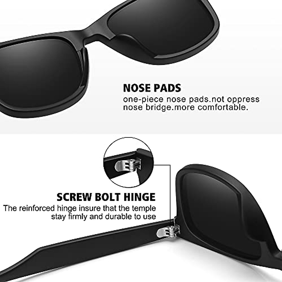 MEETSUN Polarized Sunglasses for Men Women Classic Retro Sun Glasses for Driving Fishing UV Protection 2 Pack C2 Matte Black Frame/Grey Lens