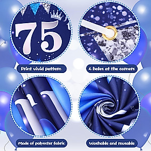 RUMIA Blue 75th Birthday Decorations for Men Women, Navy Blue Silver Happy 75th Birthday Yard Banner, Blue 75th Birthday Balloons for 75th Birthday Anniversary Party Decorations Supplies (A9143)