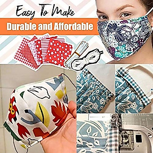 Cotton Craft Fabric Bundle Patchwork Squares Quilting Sewing Patchwork Different Pattern Cloths DIY Scrapbooking Artcraft,7 Pieces/Pack w/10 x Face Cover Metal Wire (Brown)