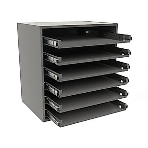 Durham 308B-95 Gray Cold Rolled Steel Bearing Rack for 6 Small Metal Compartment Boxes, 15-9/16" Width x 16-3/8" Height x 11-7/8" Depth