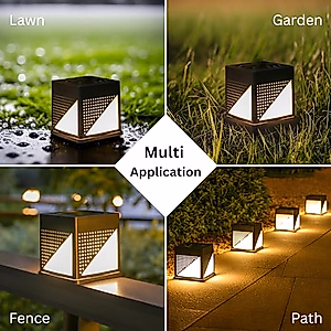 XYRIS 4x4 Solar Post Cap Lights, Solar Lights Pathway Solar Garden Lights Outdoor Waterproof, Fence Post Solar Lights, Solar Landscape Lights for Yard, Patio, Stair, Path, Driveway (Warm White)