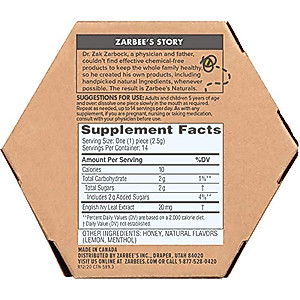 Zarbee's Naturals 96% Honey Cough Soothers + Mucus with Ivy Leaf Extract, Lemon Menthol Flavor,16.8 Oz,14 Count
