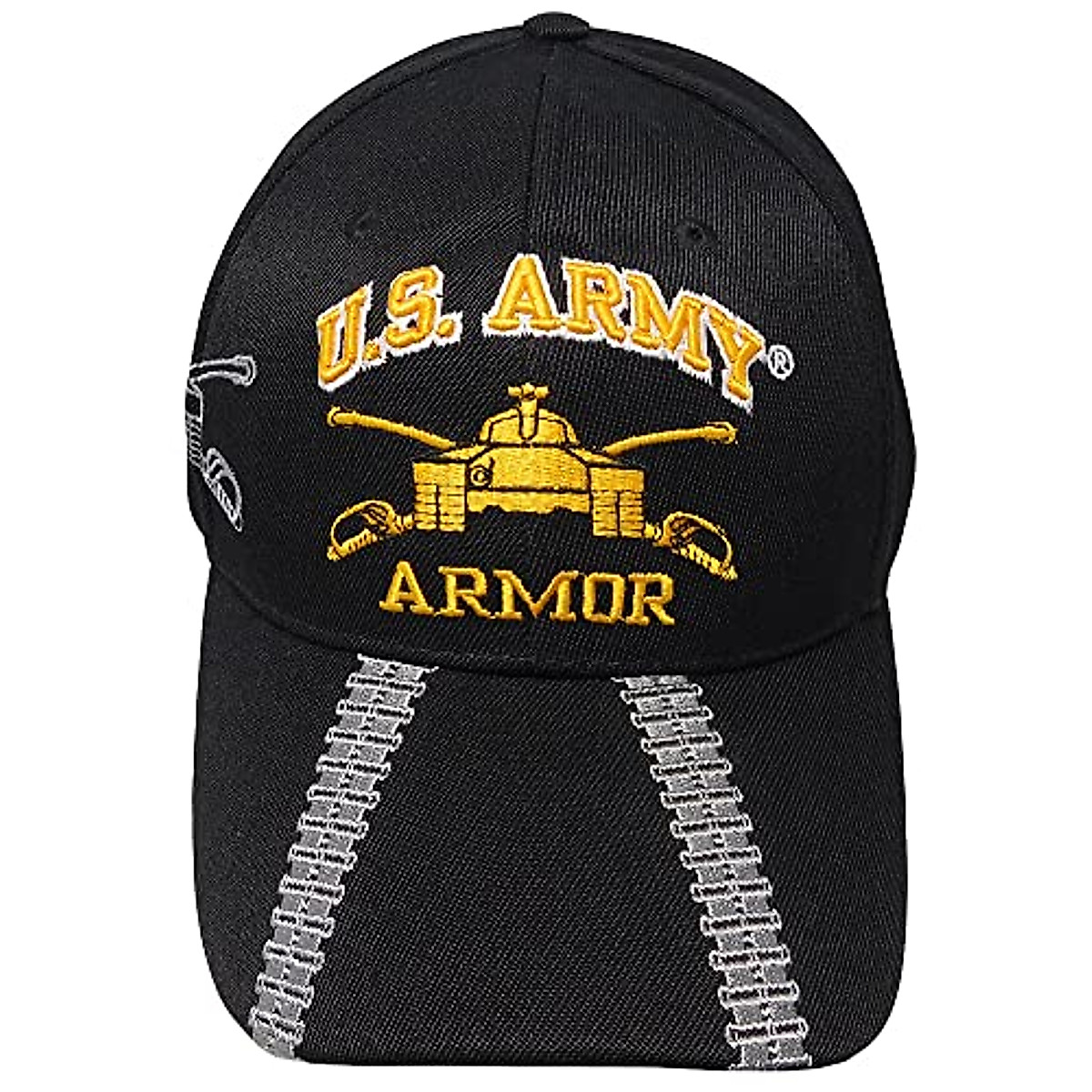 US Army Armor Tank Black Shadow Acrylic Adjustable Embroidered Cap Hat - Officially Licensed