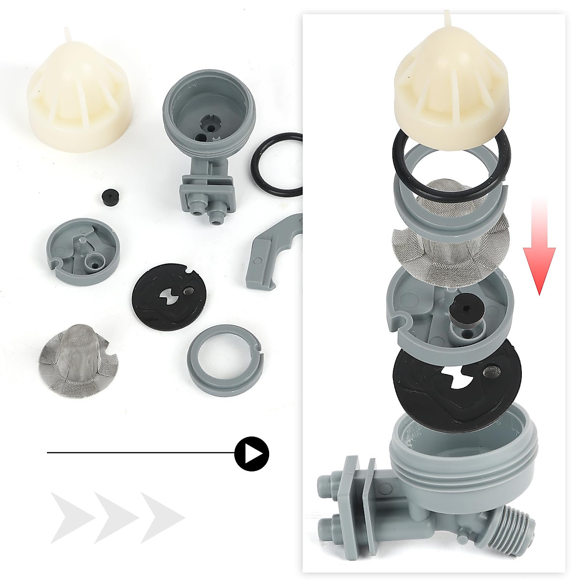 New Water Softener Nozzle and Venturi Assembly 7253808 Replacement, Compatible with EcoWater, North Star, Sears, GE Replaces 7187065, 7165704, 7214969, 7253808, WS15X10027, 7238450