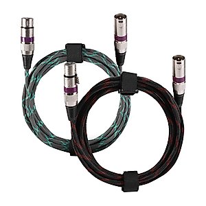CUNBANZ XLR Cable,10ft 2 Pack Microphone Cable,XLR Male to Female Balanced Microphone Cord 3 pin,10 Foot mic Cord,Black & Green 2 Pack Design (Black and Green)
