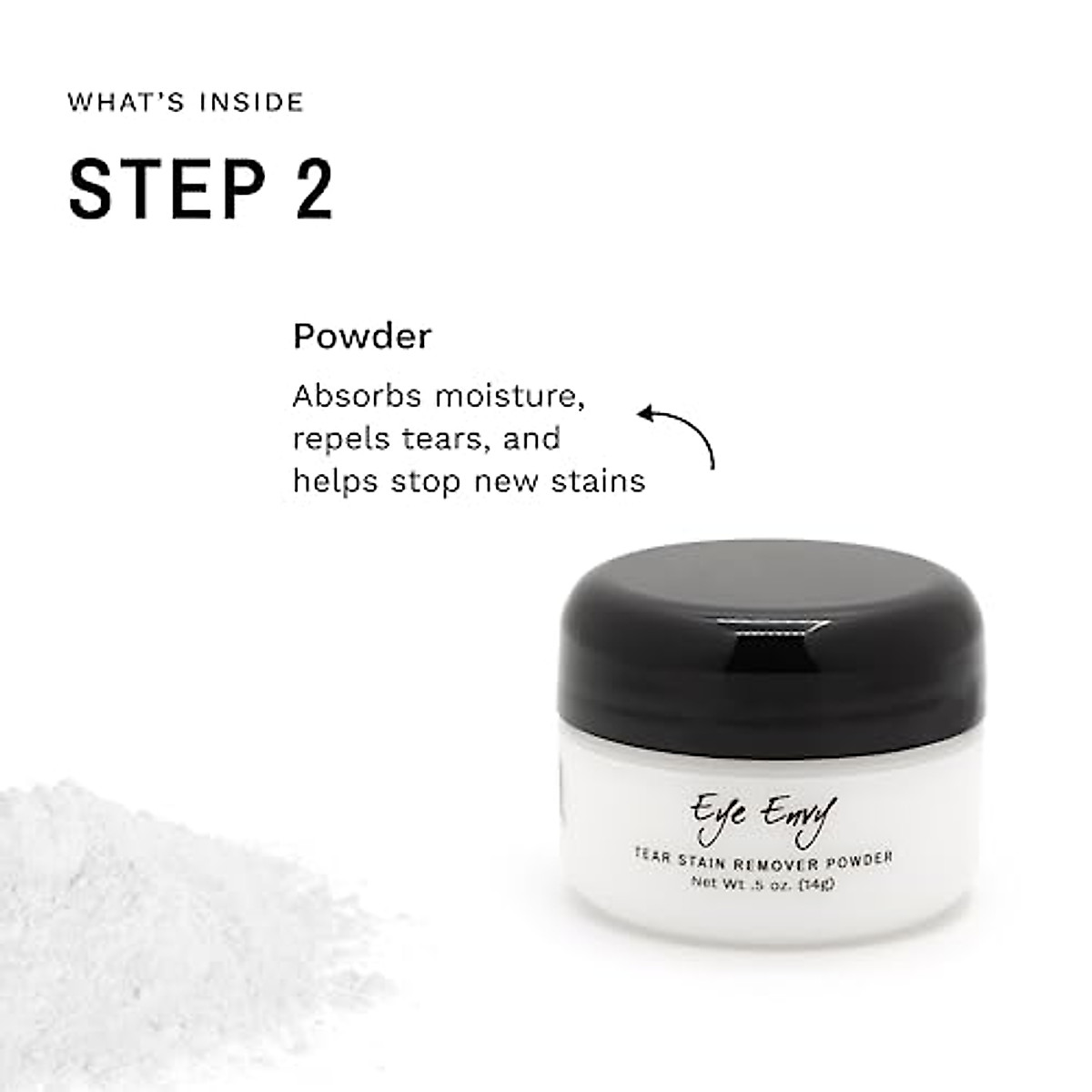 Eye Envy Cat Tear Stain Remover Starter Kit | Tear Stain Essentials in one kit at a 2-Step System | Lasts 30-45 Days | Solution 2 fl.oz, Applicator Pads 30 Count and Powder 0.5oz