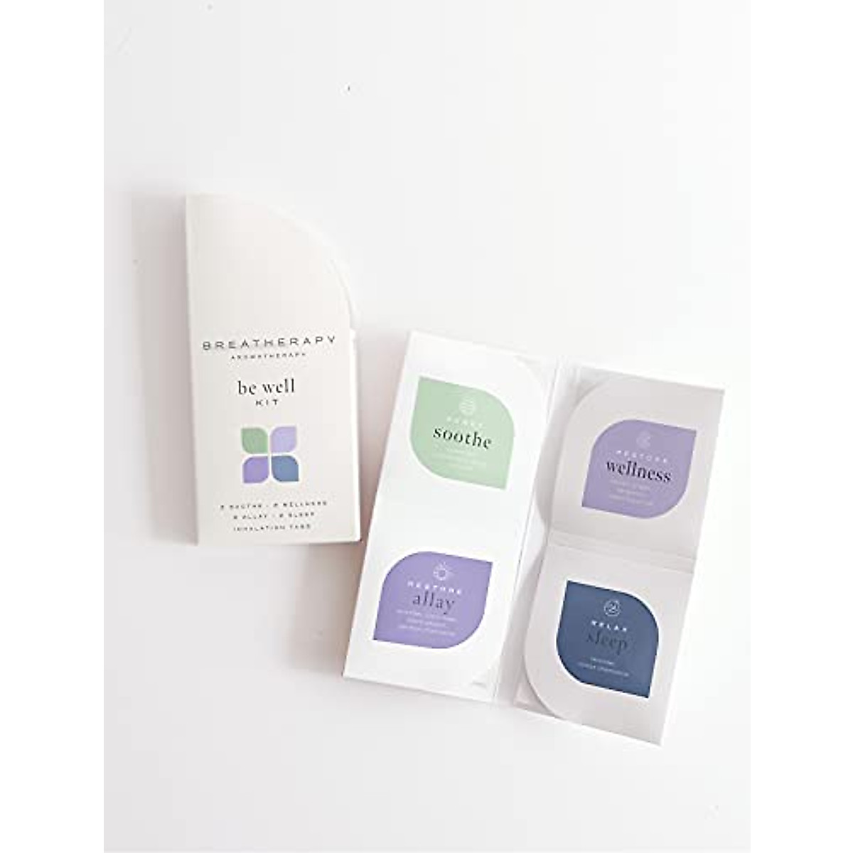 Breatherapy Be Well Kit - Pure Essential Oil Aromatherapy InhalationTabs, 8-Pack (2 Each: Wellness, Allay, Soothe, Sleep)