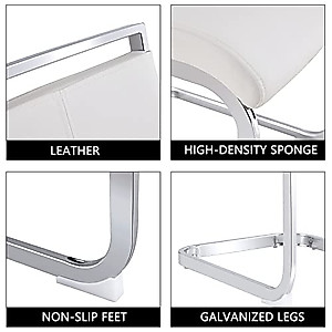 JUFU Home Dining Chairs Set, 6Pcs Armless Kitchen Chairs with PU Leather Seat,High Back for Living Room, Office