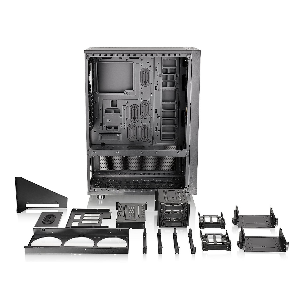 Thermaltake Core X71 Tempered Glass Edition SPCC ATX Full Tower Tt LCS Certified Gaming Computer Case with 2 140 Blue Front Fan + 1 140 Black Rear Fan Pre-Installed CA-1F8-00M1WN-02