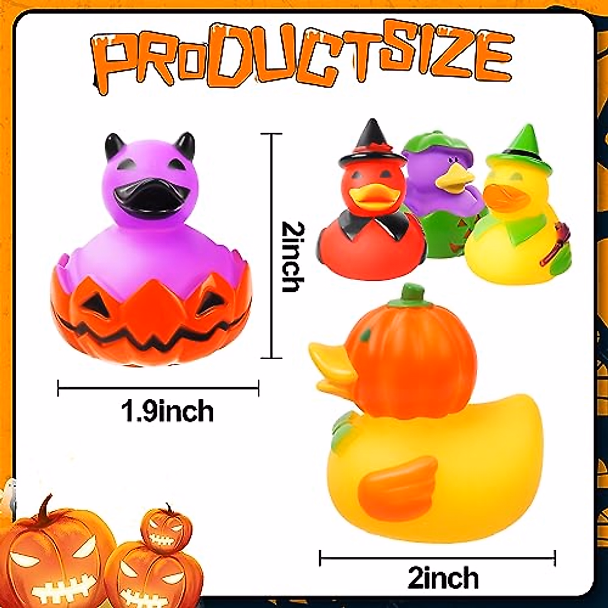 SCIONE 24 Pack Halloween Rubber Ducks Party Favors - 2 Inch Halloween Themed Decor Trick or Treat Supplies Goodie Bag Fillers Baby Showers Bath Toys for toddler Kids