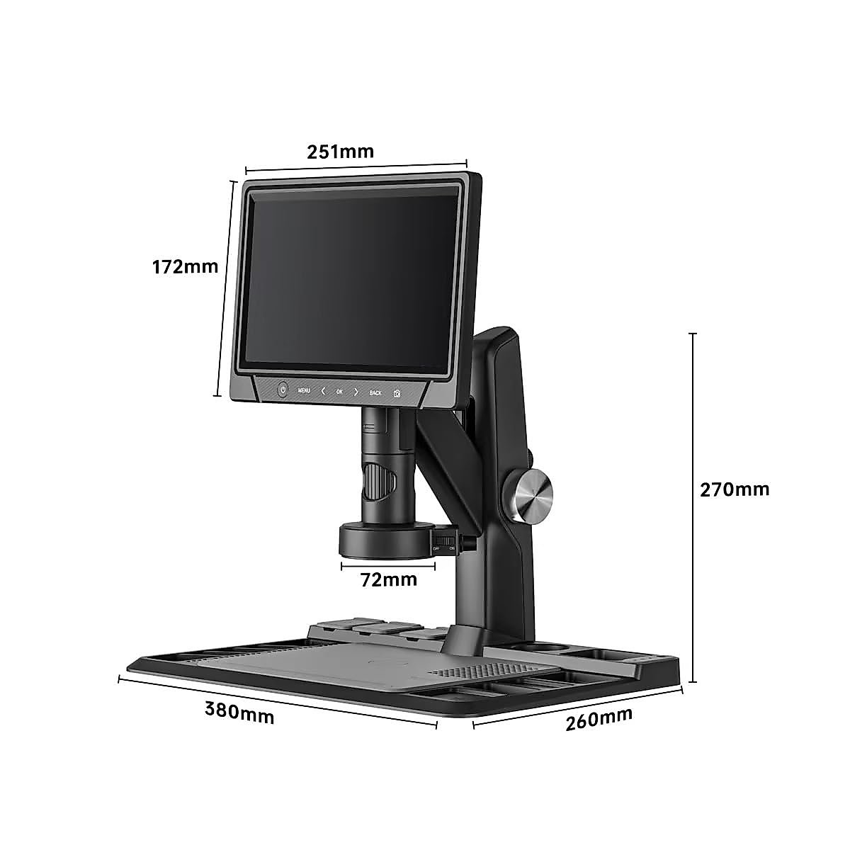 SZJMS 10.1" Digital Microscope 1600X, IPS Touch Screen Coin Microscope, 1080P 12MP Soldering Microscope with 30 Adjustable LED Lights, Parfocal Lens, Wireless Remote Control, PC Compatible