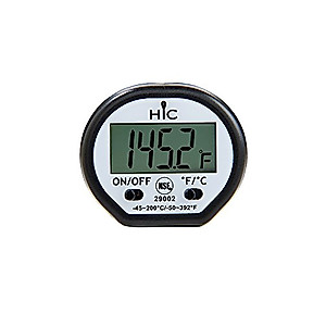 HIC KItchen Roasting Instant-Read Digital Meat Thermometer, Shatterproof LCD Display, Stainless Steel with Protective Sheath and Internal Temperature Chart