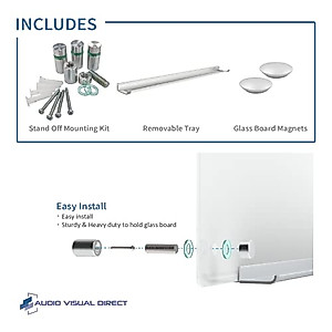 Audio-Visual Direct Magnetic White Glass Dry-Erase Board Set - 23 5/8 x 35 1/2 Inches -