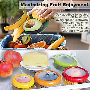 Iosjeude Set of 4 Reusable Storage Containers Avocado Saver Onion Keeper Tomato Holder Fruit Saver Fruit Organizer Soft Shell Food Container for Fridge Keep Fresh