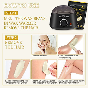 Wax Beads for Hair Removal, ANREACHO 10.5oz Waxing Beads At Home Hard Wax Beads Beans for hair removal Kit Brazilian Bikini Face Eyebrow Back Chest Legs waxing with 10pcs Spatulas