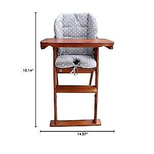 Twoworld High Chair Cushion, Large Thickening Baby High Chair Seat Cushion Liner Mat Pad Cover Breathable Suitable for All Kinds of Baby Dining Chairs (Fashion Gray Star)