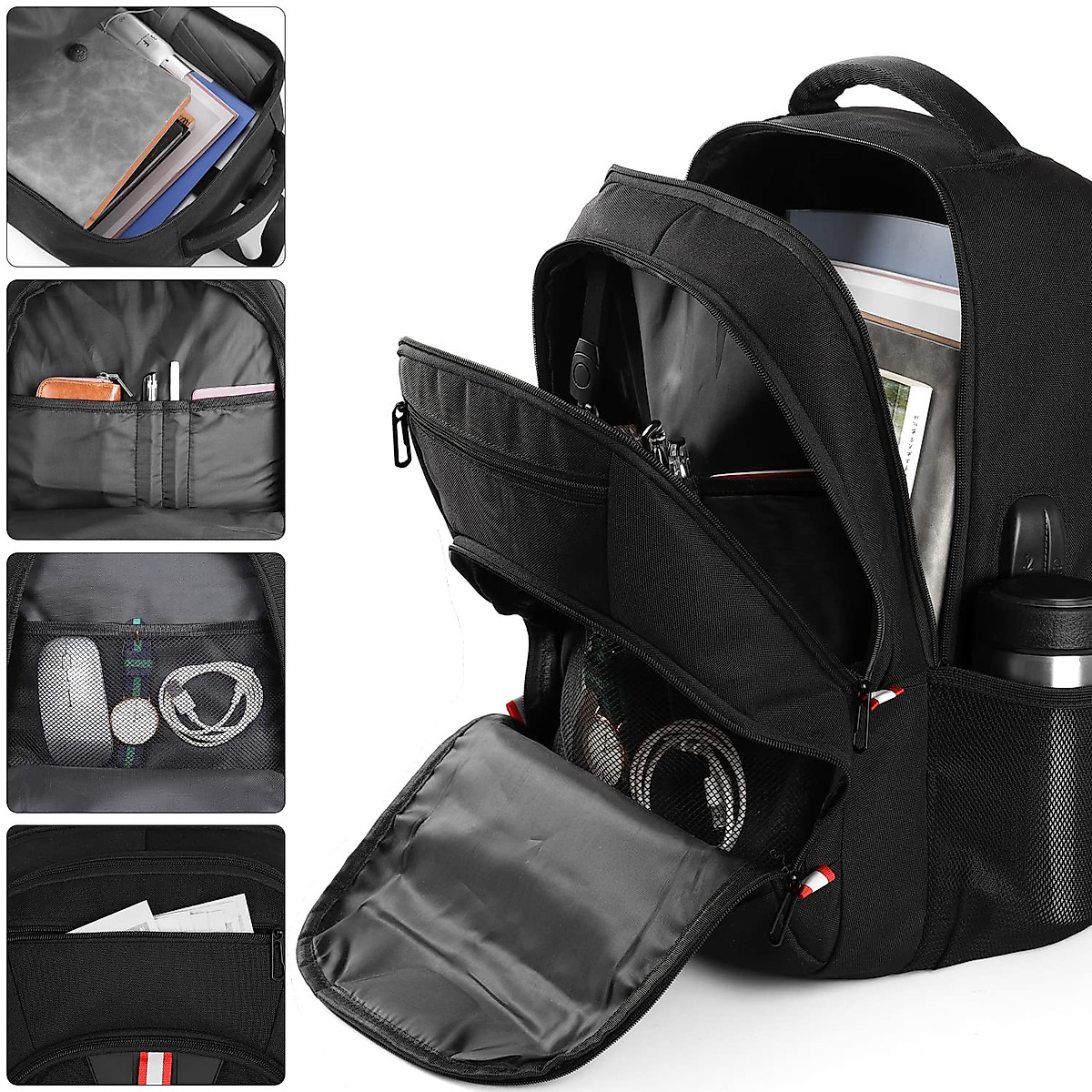 MOMUVO Backpack for Men, School Backpack for Teens/Boys, Laptop Backpack fit 17.3 Notebook with USB Charging port, Anti Theft College Backpack Bookbags for Travel Business Work, Water Resistant