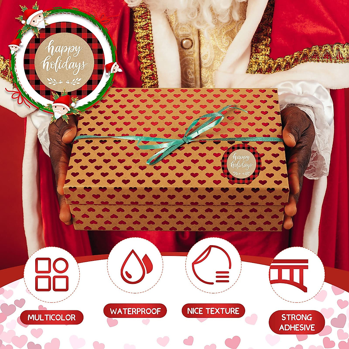 Outus 1500 Pcs Happy Holiday Stickers St Patrick Back to School Gift Wrap for Teacher Envelope Labels Roll Buffalo Plaid Sticker Round Tag Seal Decals for Baby Shower Greeting Cards Supplies, 1 Inches