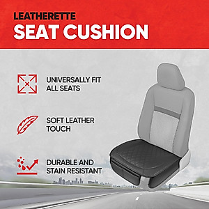Motor Trend Car Seat Cushion, 2 Pack - Diamond Stitched Faux Leather Seat Covers for Cars Trucks SUV, Black Padded Car Seat Covers with Storage Pockets, Premium Automotive Seat Covers for Front Seats