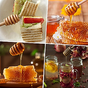 4PCS Honey Mixing Stirrer, 6.3 Inches Wooden Honey Dipper, Smooth Honey Comb Stick, Honey Spoon Collecting Dispensing Drizzling Jam (Straight Handle)