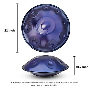 YuELinG Handpan Drum 9 notes 22inch Purple in D minor with Soft Handpan case, Durable Stand, mallets and dust-free cloth