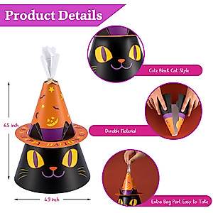 PARBEE Halloween Treat Boxes 20 Set Black Cat Candy Box with Cellophane Cookie Bags & Twist Ties, Trick or Treat Goodie Bags Halloween Party Tabeltop Centerpiece