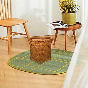 Rattan Waste Basket Trash Can: Seagrass Waste Basket Hand Woven Garbage Container Bin Laundry Hamper Plant Pot Holder for Kitchen Bathroom Office Home