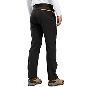 Rdruko Men's Snow Ski Pants Waterproof Insulated Winter Outdoor Hiking Fleece Pants with Belt(Black,US M)