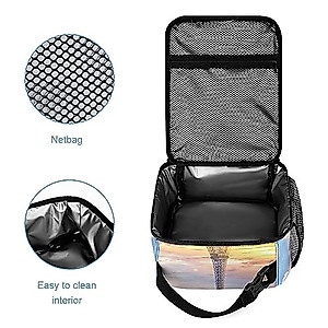 Paris Eiffel Tower Art 3 Pcs Backpack Set Portable Lunch Bag Pencil Pouch for Office