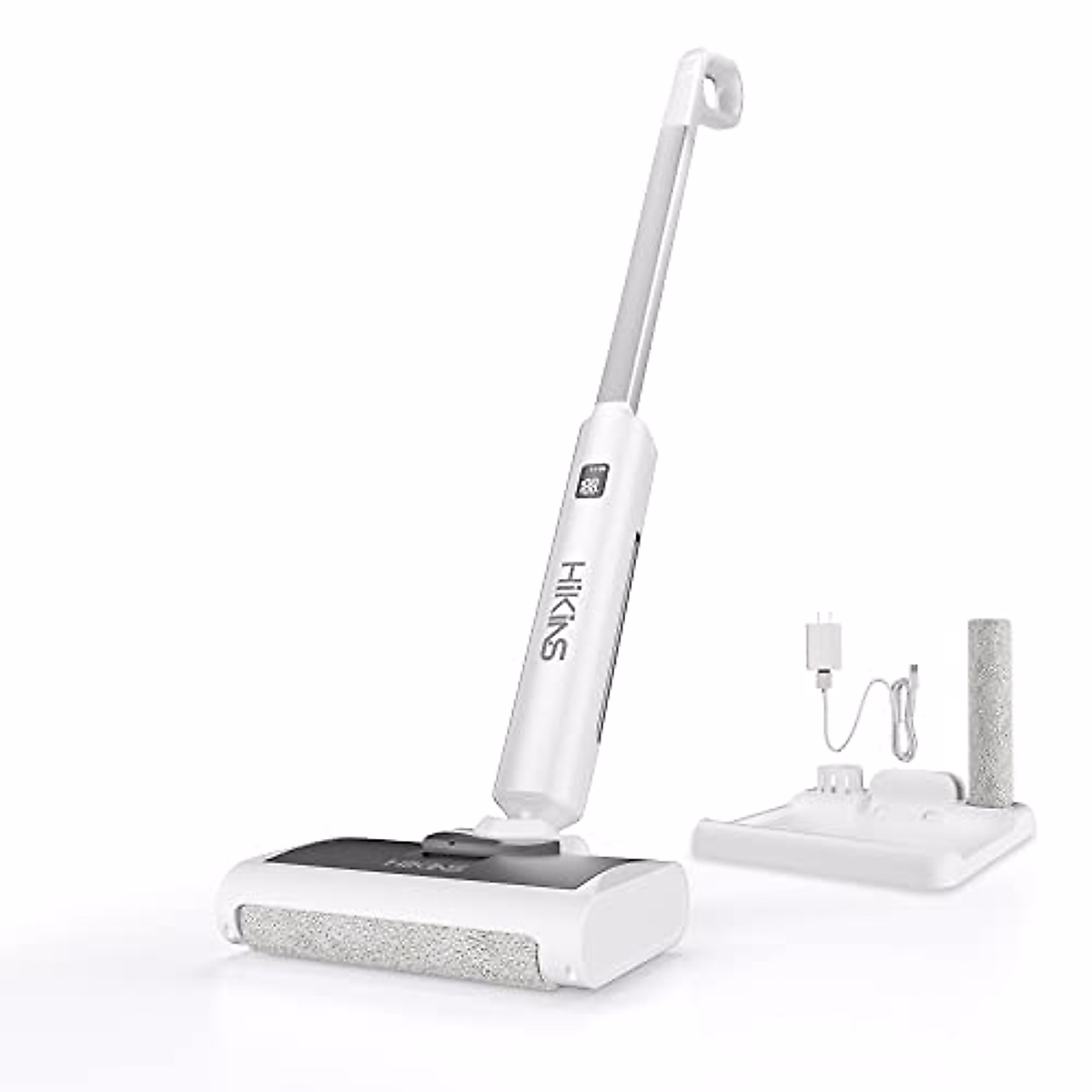 HiKiNS Cordless Wet Dry Vacuum Cleaner Mop Vacuum Combo - One-Step Wash and Mop Hard Floors and Multi-Surface, Lightweight and Handheld, 60 min Long Runtime, with Self-Cleaning Stand Base