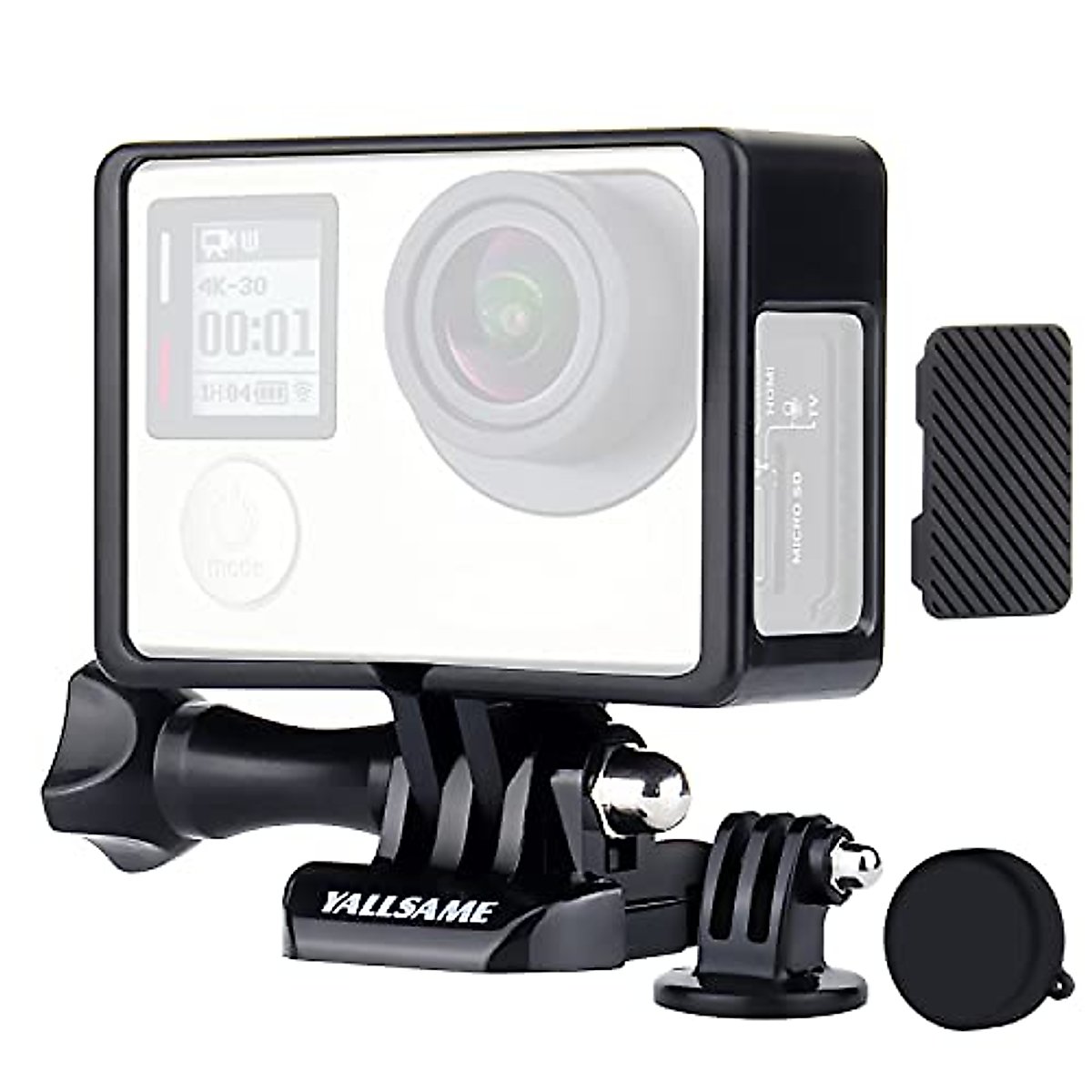 YALLSAME Frame Mount Case for GoPro Hero 4 3 3+ with Lens Cap and Side Door Cap Protective Wire Connectable Skeleton Housing Case Accessories Kit for GoPro 4 3 3+ Action Camera