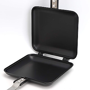 Double Sided Grill Pan Frying Pan Grilled Cheese Maker Sandwich Panini Maker Fry Pan Non-Stick Double Grill Pan Aluminum Frying Pan For Breakfast Toast Panini Waffle Barbecue Home Outdoor