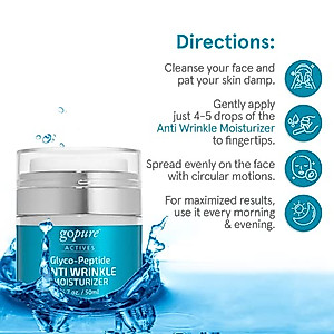 goPure Glyco-Peptide Anti Wrinkle Face Cream - Hyaluronic Acid Moisturizer for Face with Glycolic Acid, Peptides, and Vitamin E - Hydrating Facial Moisturizer with Anti-Aging Formula - 1.7 fl oz