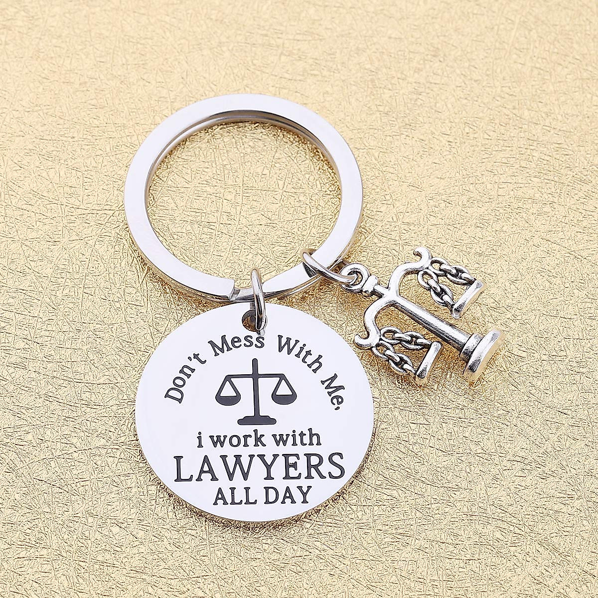 FUTOP Lawyer Gift Don’t Mess With Me, I Work With Lawyers All Day Keychain Law Assistant Gift (mess keychain)